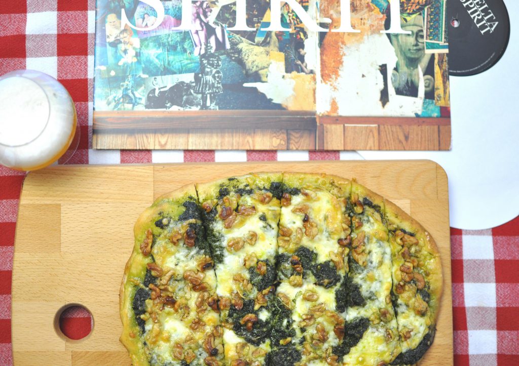 Kale Pesto and Walnut Pizza & California • Licorce Pizza Pie